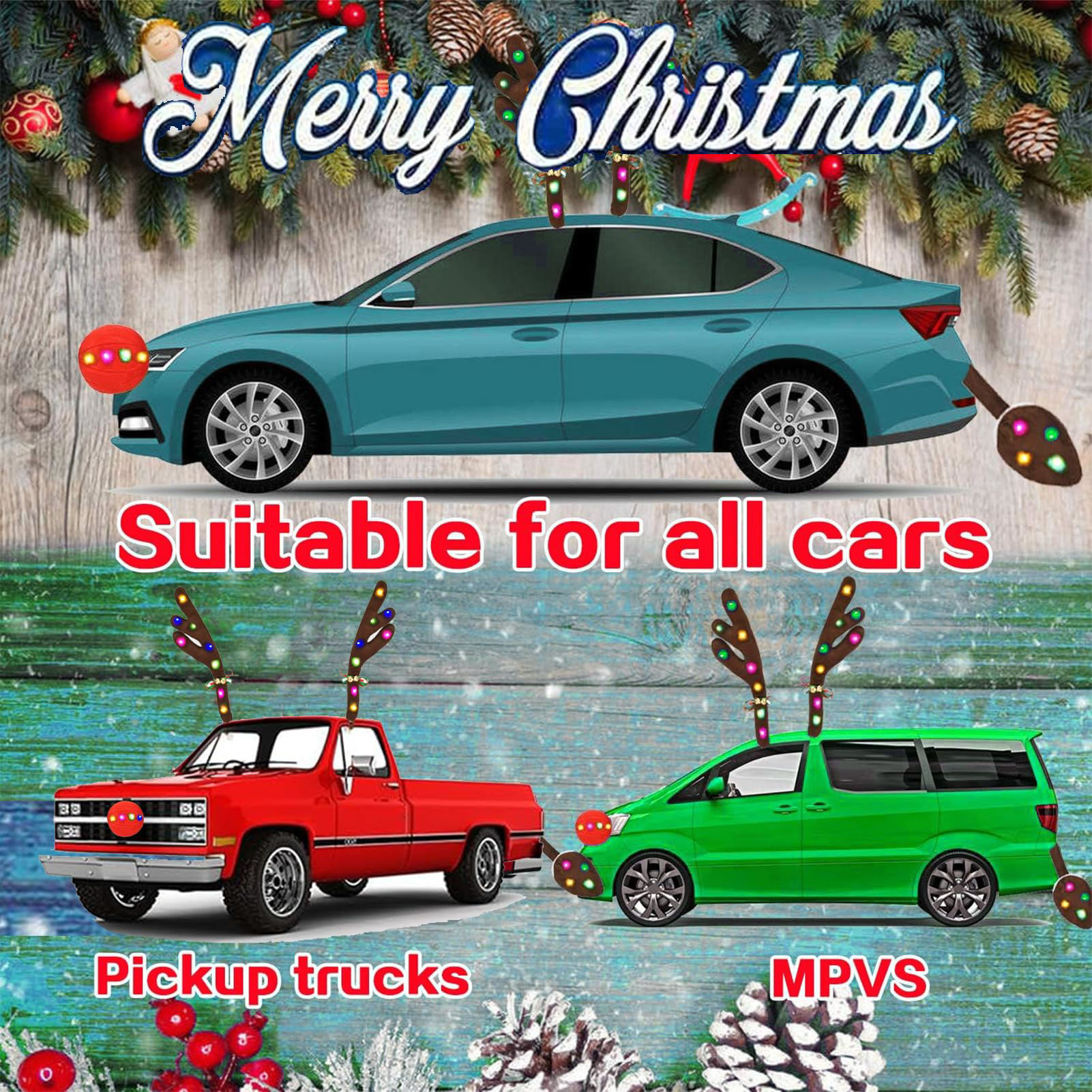 GetUSCart- Christmas Rudolph Reindeer Vehicle Car Kit, Car Reindeer ...