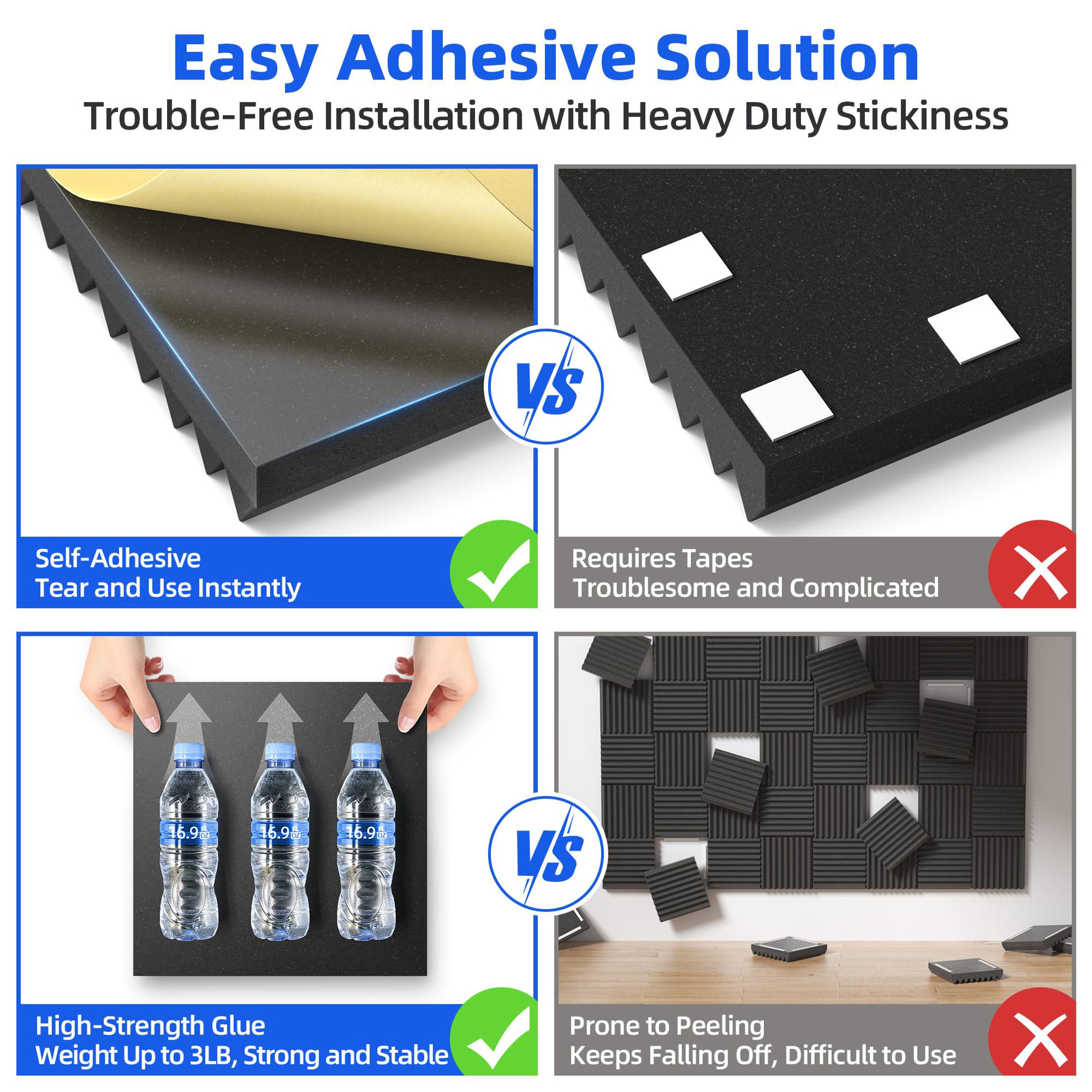 GetUSCart- 7 Pack Sound Proof Foam Panels for Wall with Self Adhesive ...
