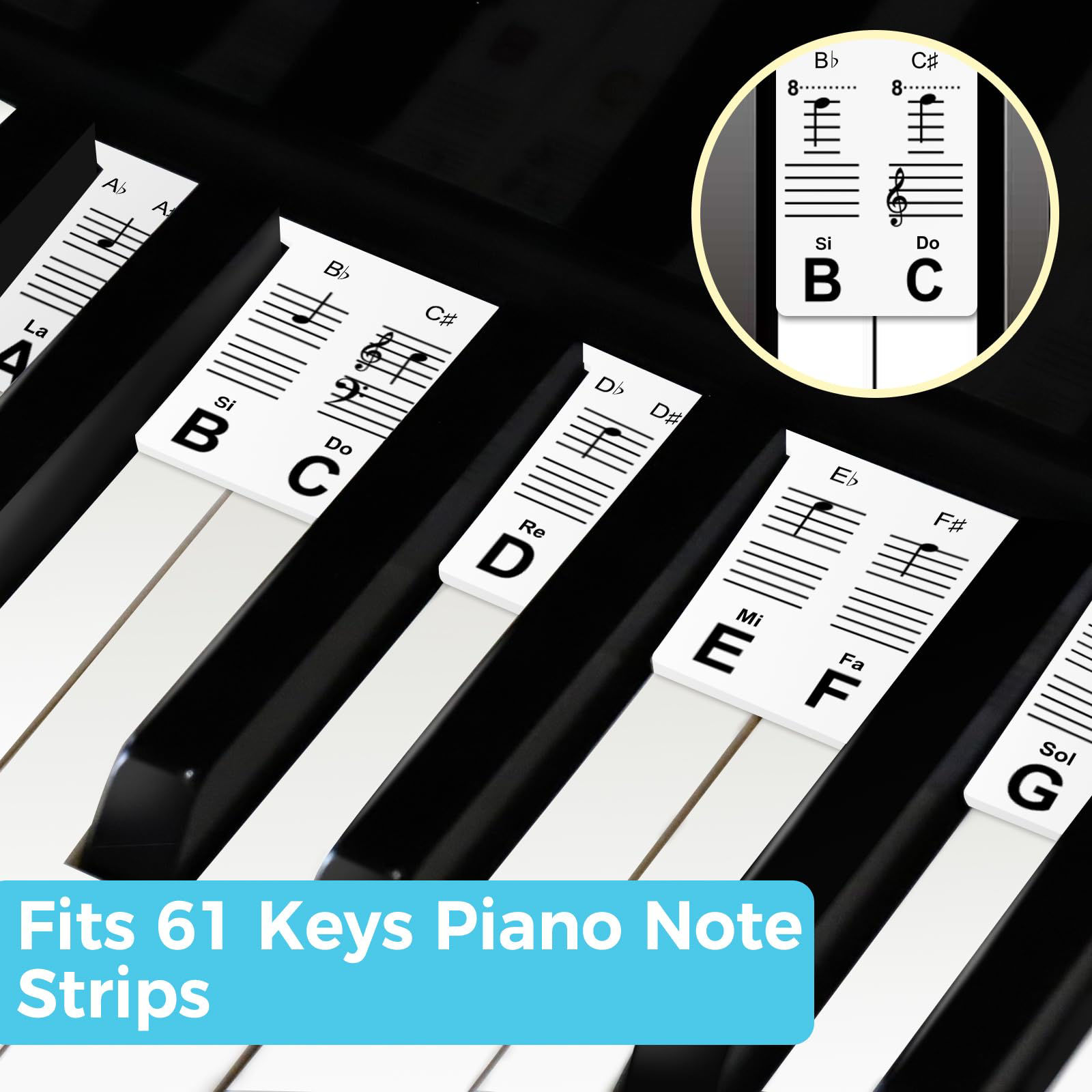 GetUSCart- Piano Keyboard Stickers 61 Key, Piano Key Stickers, Electric ...