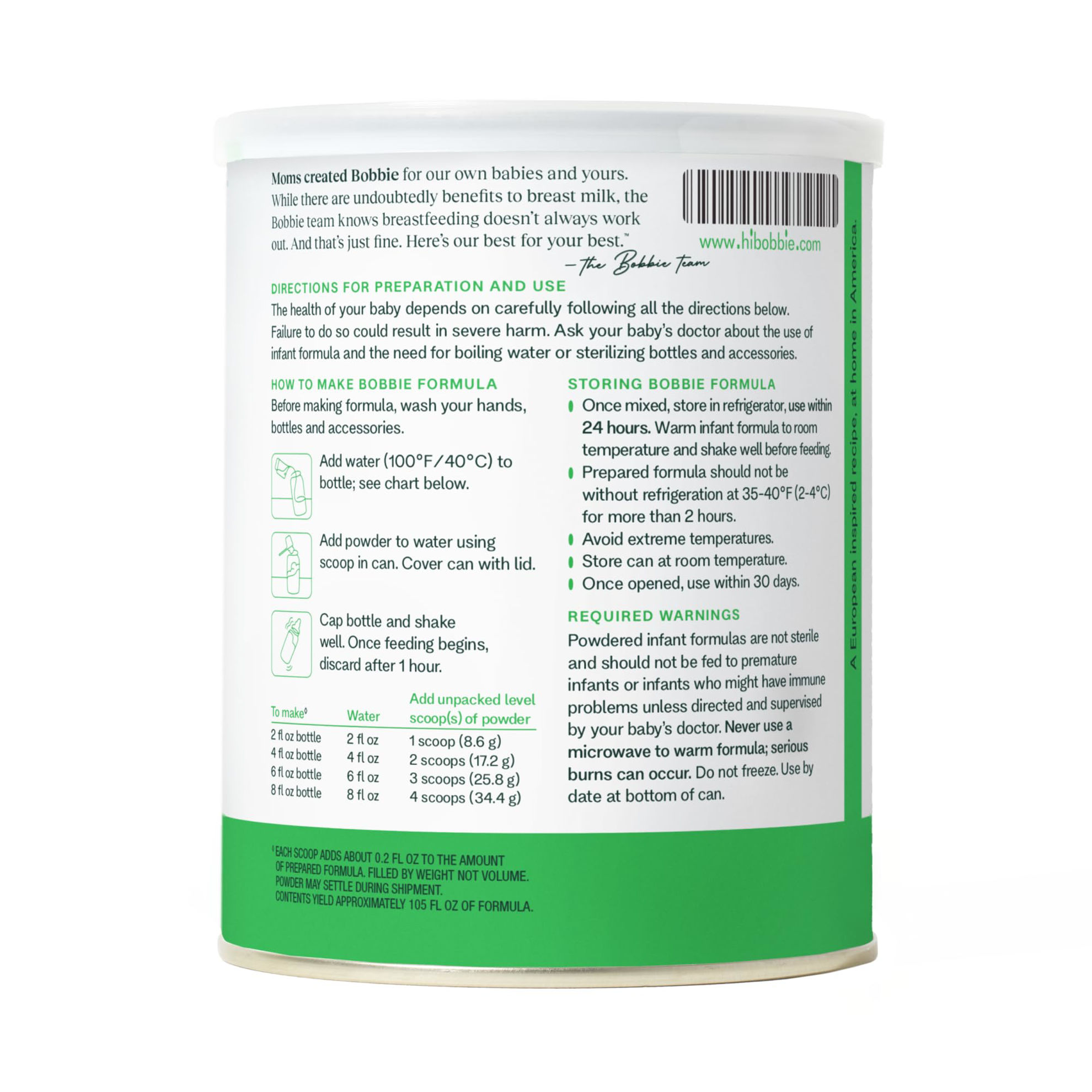 GetUSCart- Bobbie Organic Infant Formula, Milk Based Powder with Iron ...