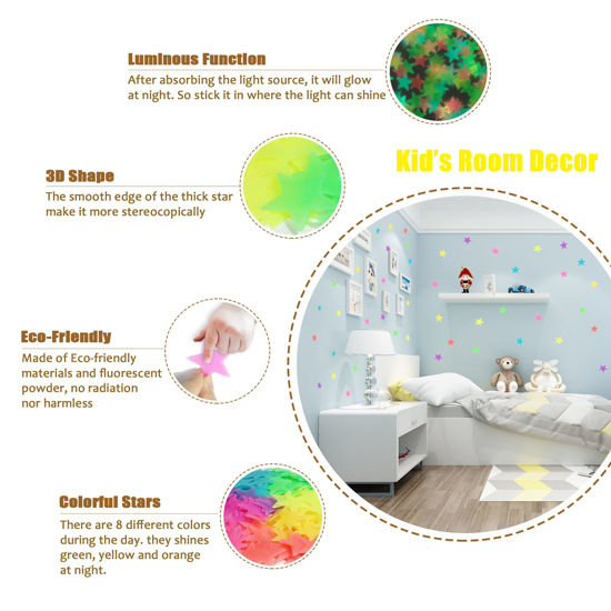 GetUSCart- Glow in The Dark Stars Stickers for Ceiling, Adhesive 200pcs ...