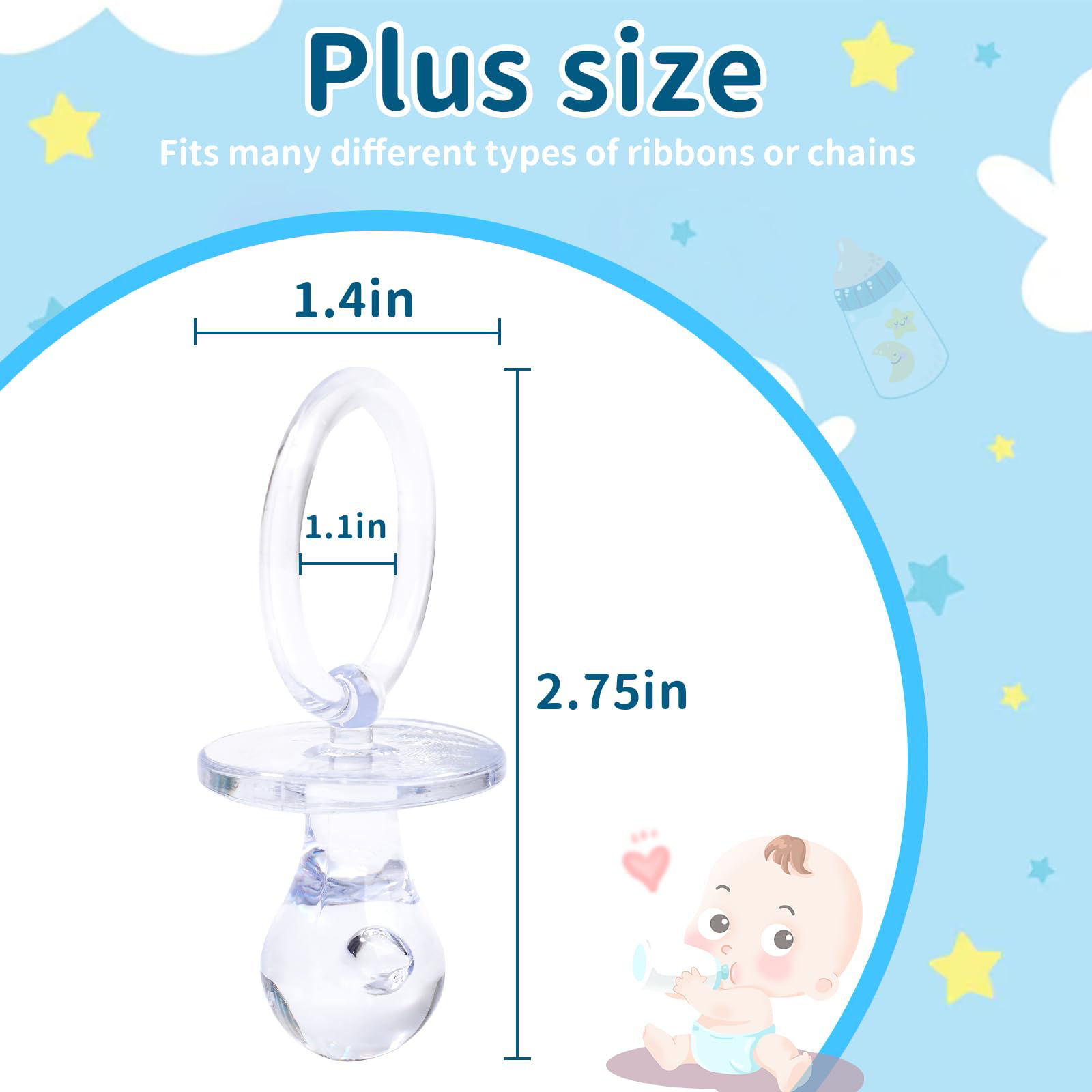 GetUSCart- Pacifiers for Baby Shower Game, 36PCS Plastic Pacifiers for ...