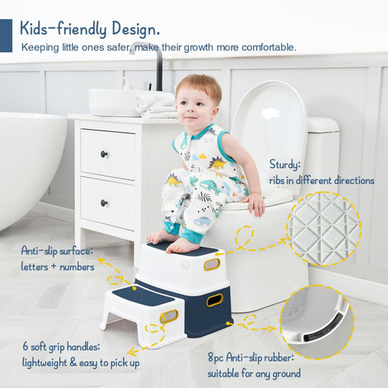 GetUSCart- Forbena Toddler Step Stool for Bathroom Sink, Two Step Stool ...