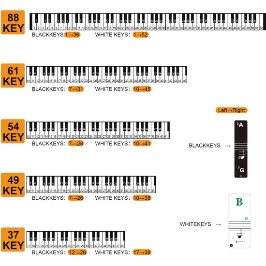 GetUSCart- Piano Keyboard Stickers with Piano Chord Chart Poster ...