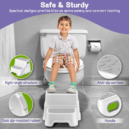 GetUSCart- Toddler Step Stool, 2 Step Stool for Kids with Anti-Slip ...
