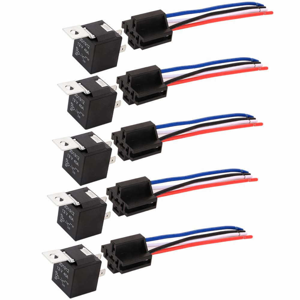 GetUSCart- Gebildet JD1912 Car Relay 12V 40A 4 Pin SPST 12AWG Harness ...