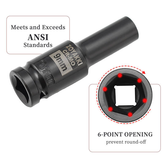 GetUSCart- ZOYAKKI 1/2" Drive x 9 mm Deep 6 PT Impact Socket, CR-MO, 1/ ...