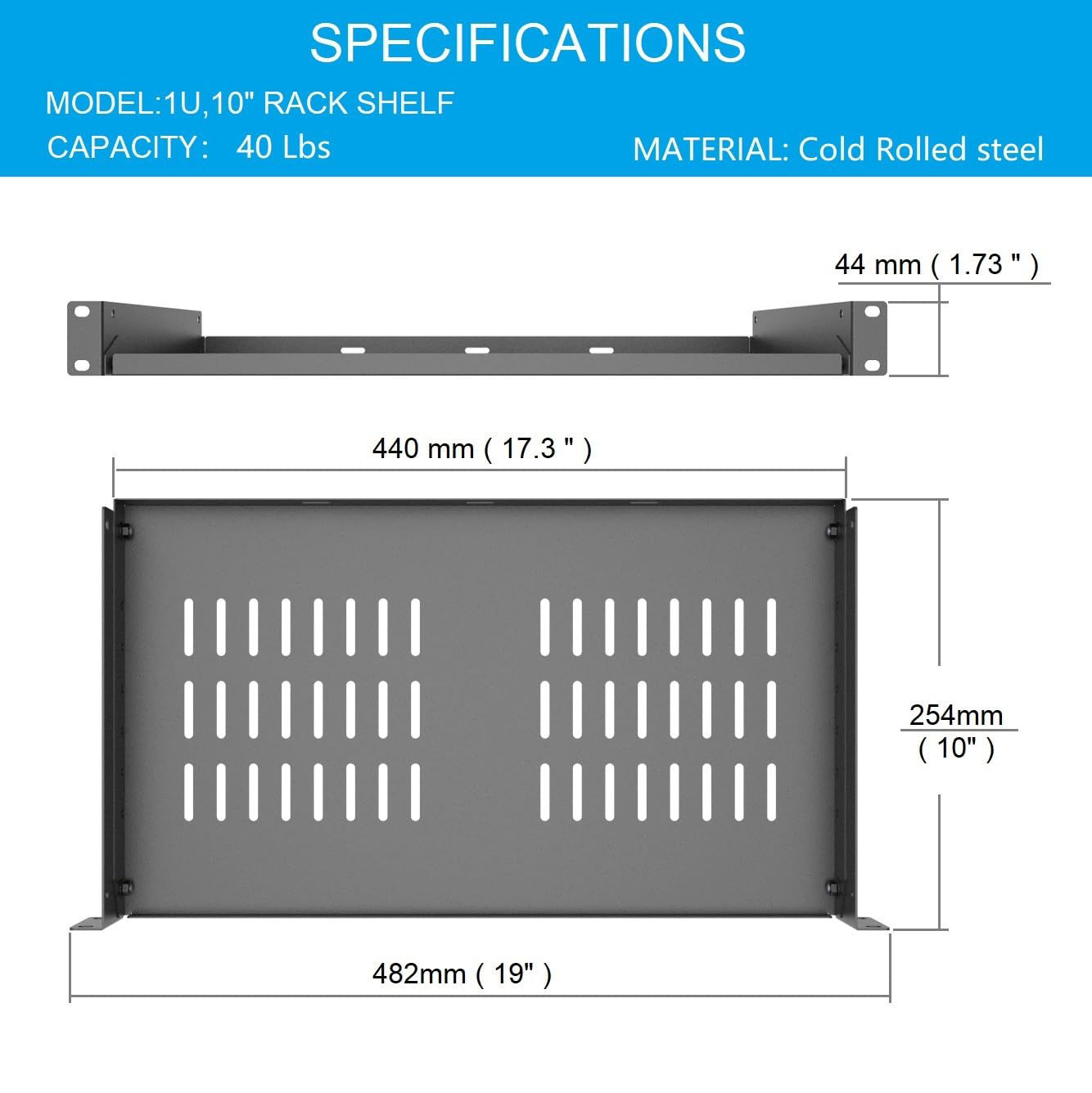 GetUSCart- QiaoYoubang 1U Universal Server Rack Shelves- 10" Deep ...