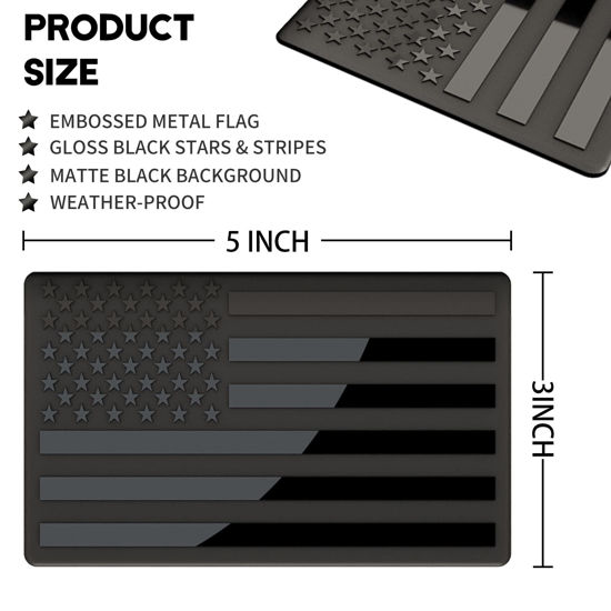 GetUSCart- Embossed 3D Metal All Black American Flag Emblem Decal ...
