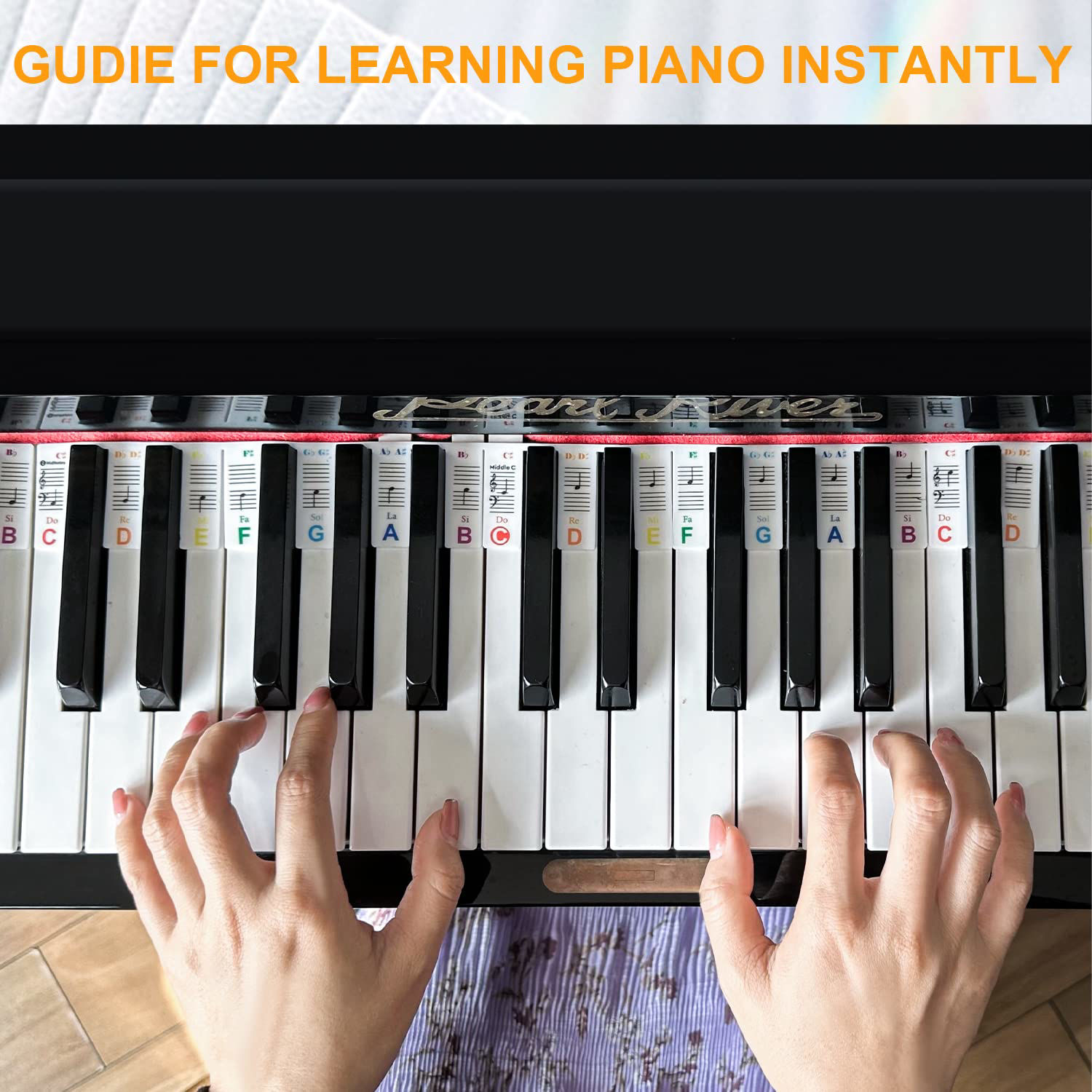 GetUSCart- Colorful Removable Piano Keyboard Note Labels, Silicone ...