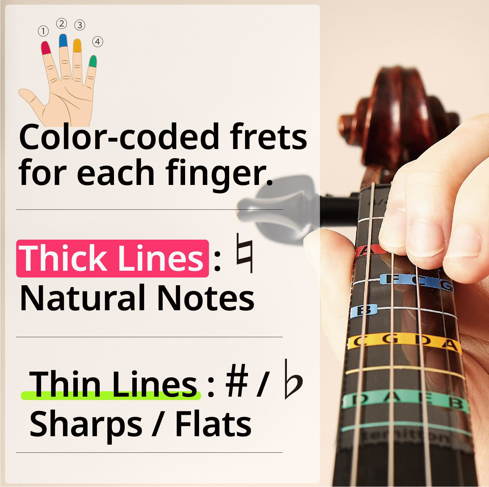 GetUSCart- Non-Adhesive Violin Finger Guide for Adult/Kids Beginner ...