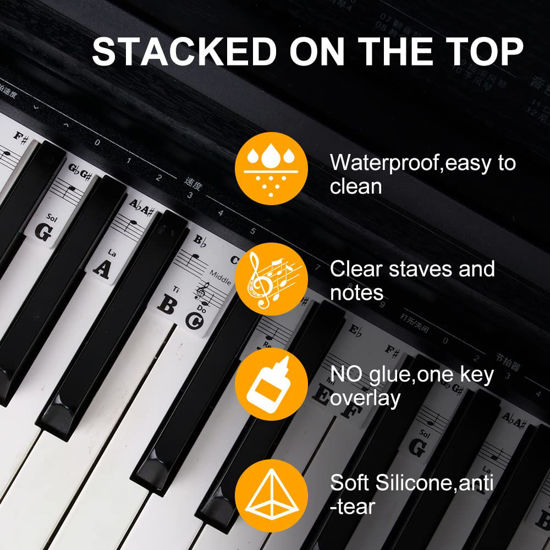 GetUSCart- Piano Stickers,Silicone Piano Keyboard Stickers for ...