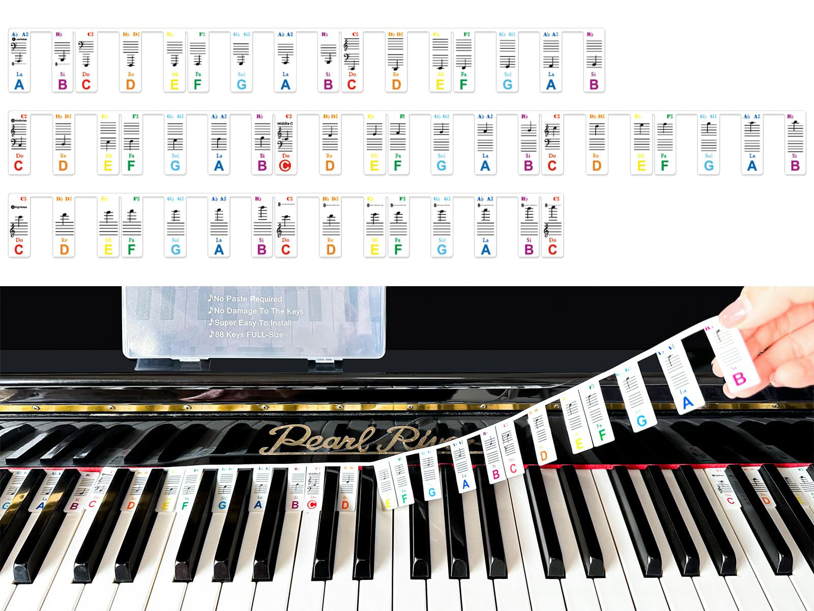 GetUSCart- Colorful Removable Piano Keyboard Note Labels with Piano ...