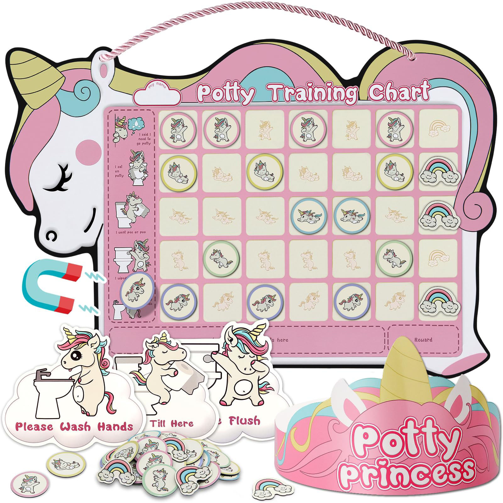 GetUSCart- Potty Training Chart for Toddler Girls with 35 Reusable ...