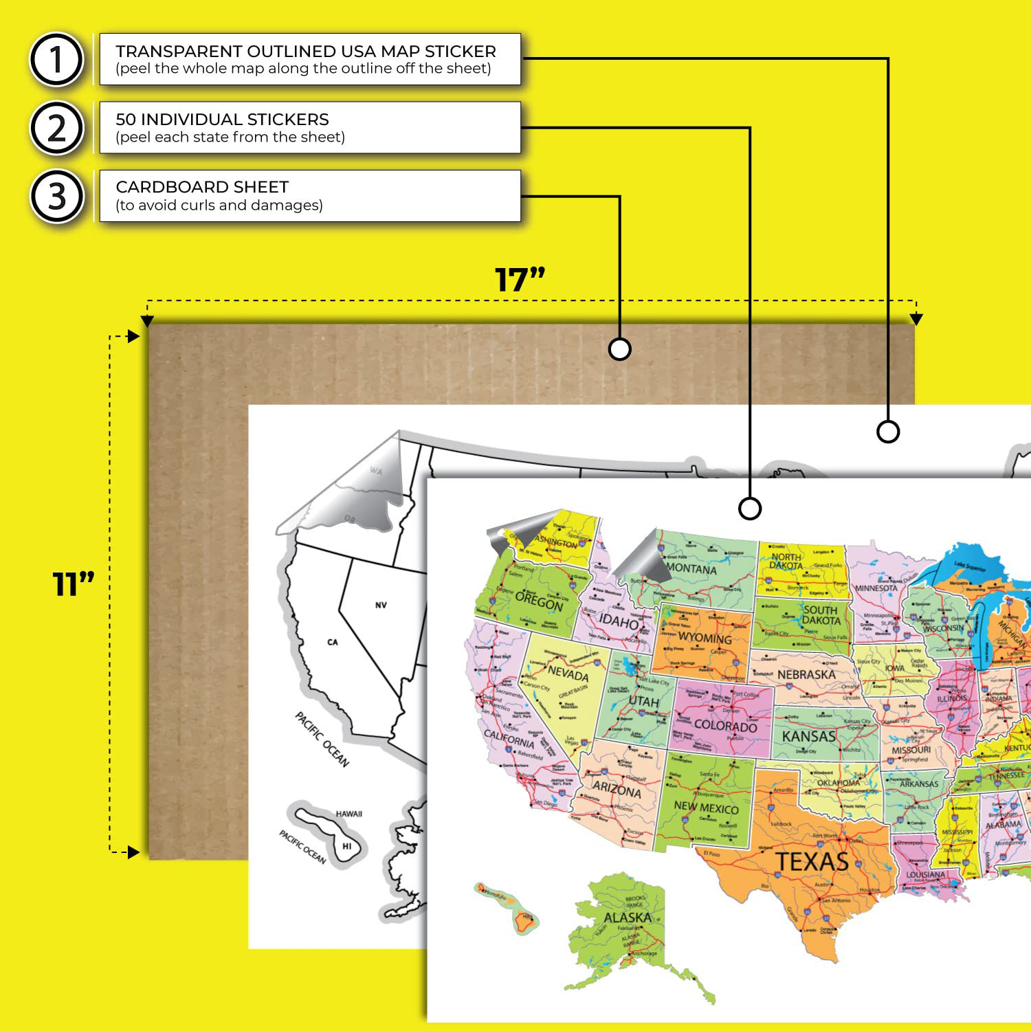 GetUSCart- RV State Travel USA Map Vinyl Sticker - Camper Trailer ...