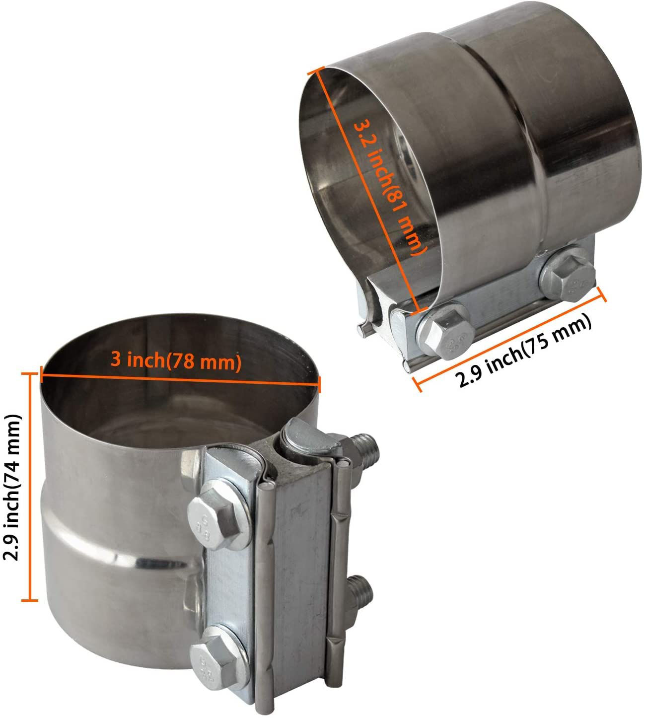 GetUSCart- Exhaust Band Clamps 3" Lap Joint 304 Stainless Steel Exhaust Pipe Muffler Band Clamp ...