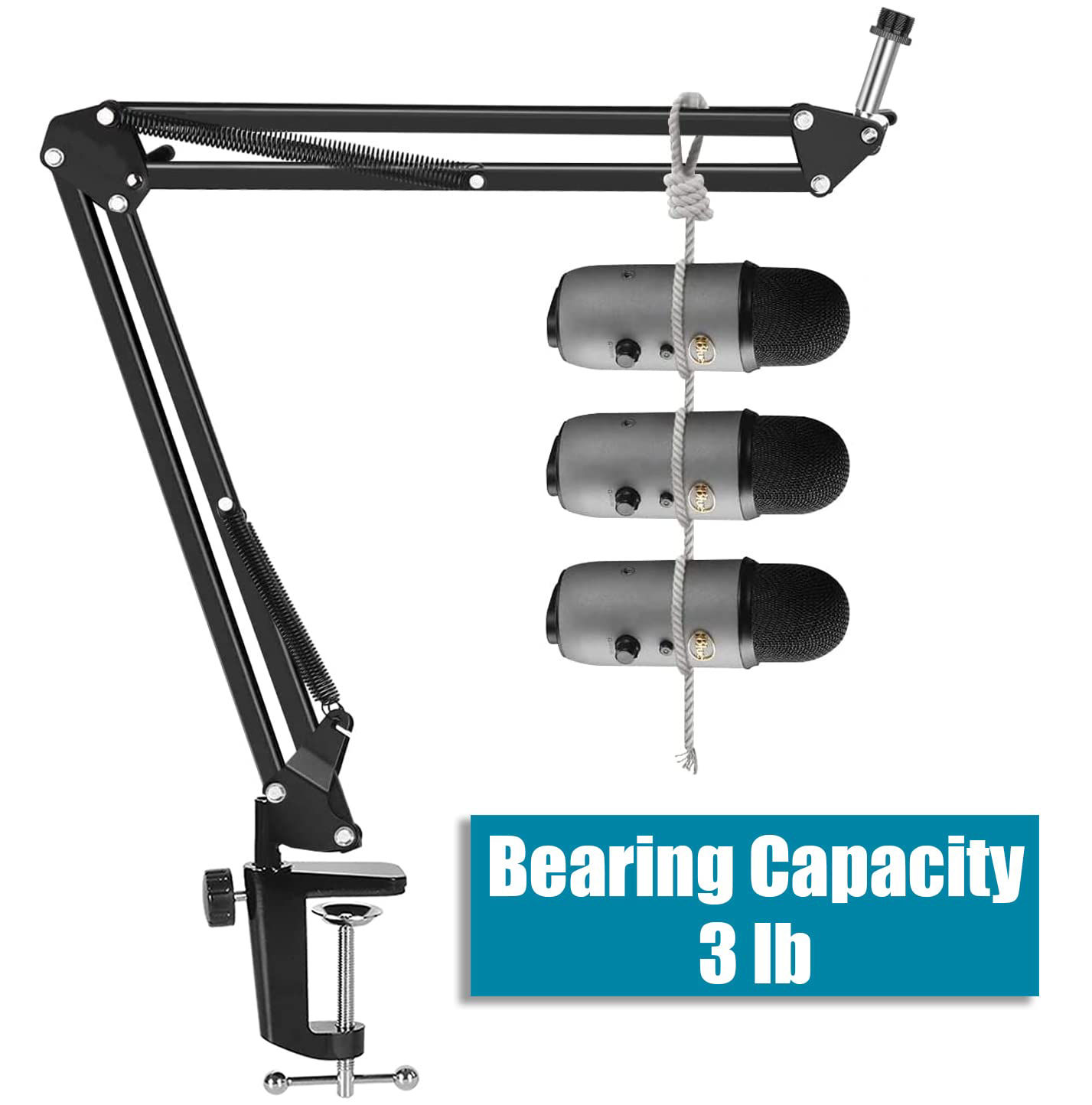 GetUSCart- GLEAM Boom Arm Microphone Mic Stand for Blue Yeti HyperX ...