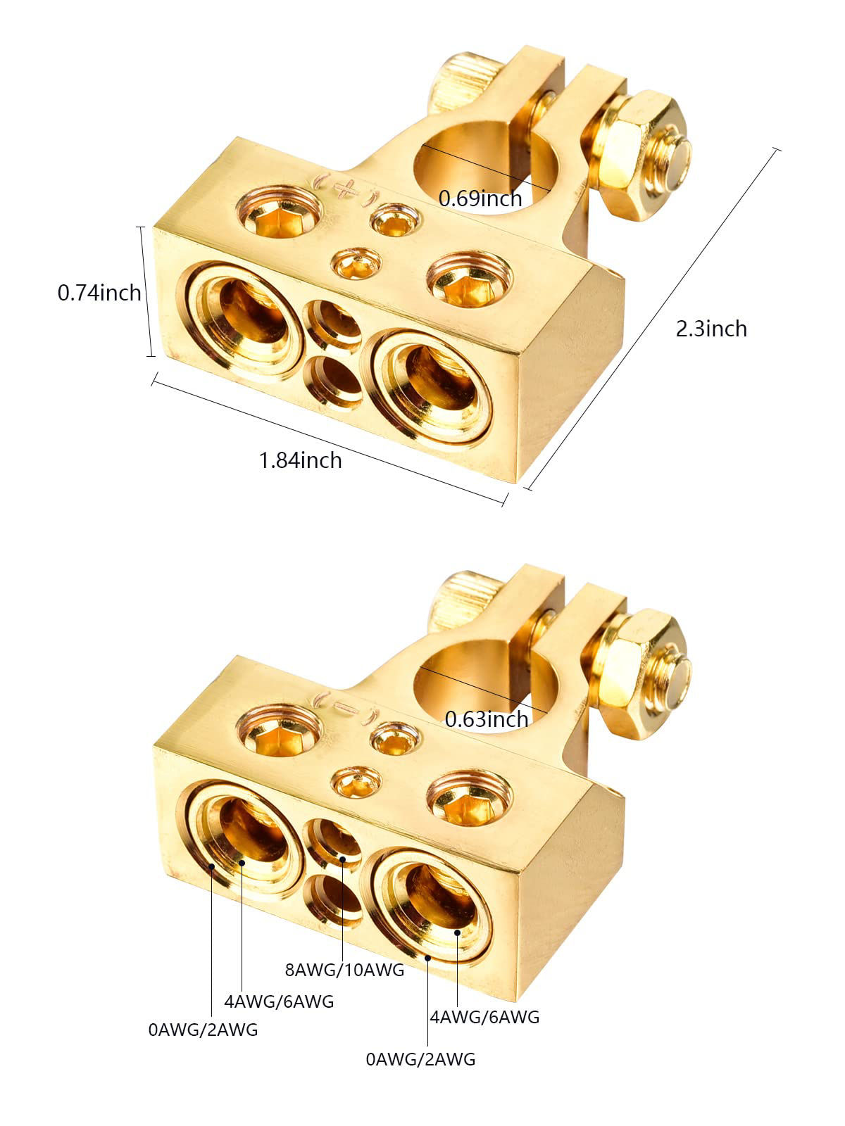 GetUSCart- SUNMORN Battery Post Terminals, 0/2/4/6/8 AWG Inputs Battery Terminals, Multiple ...