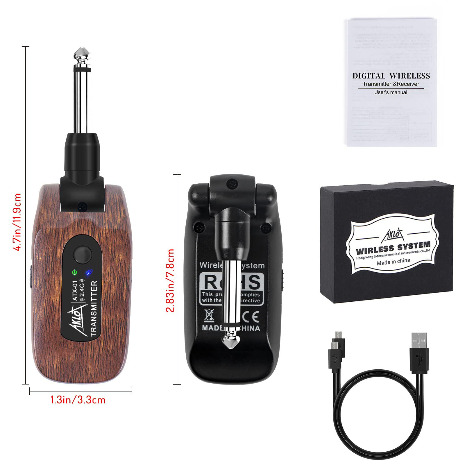 GetUSCart- AKLOT Wireless Guitar System Transmitter Receiver Set 2.4GHz ...