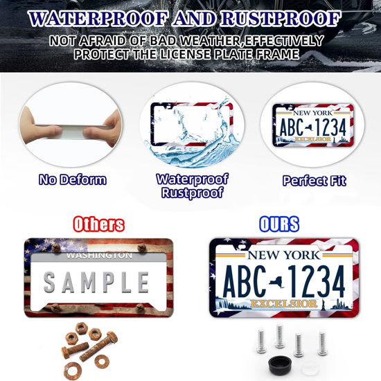 GetUSCart- LIN KANG Patriotic American Flag License Plate Frame Holder ...