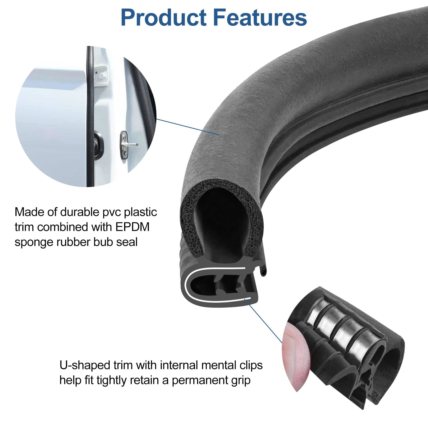GetUSCart- Automotive Door Weather Stripping 30Ft Car Door Rubber Edge ...