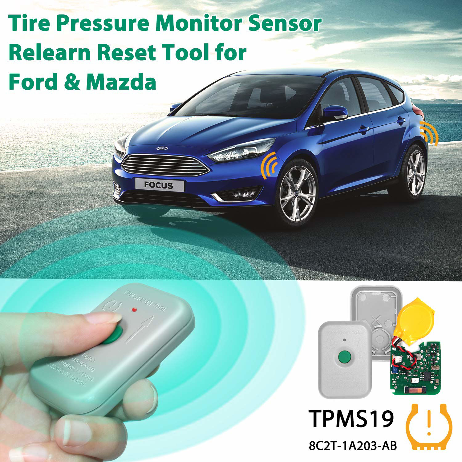 GetUSCart- Arozk TPMS19 TPMS Reset Tool Sensor Relearn Reset Tool for Ford Lincoln and Mazda ...
