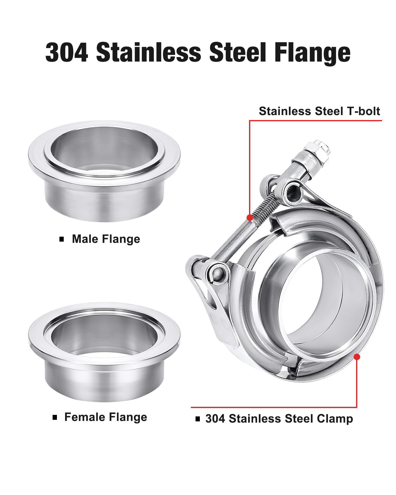 GetUSCart- EVIL ENERGY 1.5 Inch V Band Clamp with Flange Male Female ...