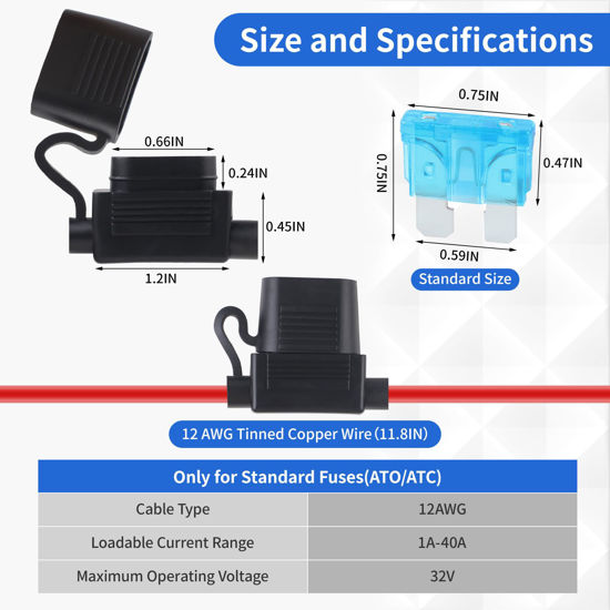 GetUSCart- 6 Pack Inline Fuse Holder 12V, Upgraded 12 AWG Waterproof ...