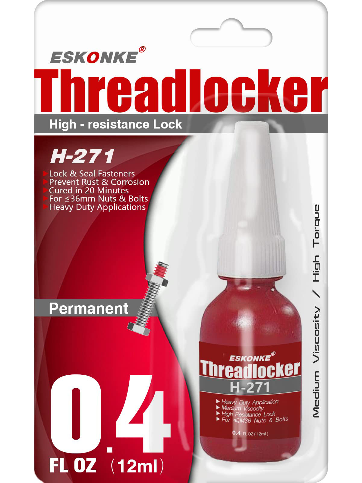 GetUSCart- Red Threadlocker H-271 High Strength Permanent Locking 0.4 ...